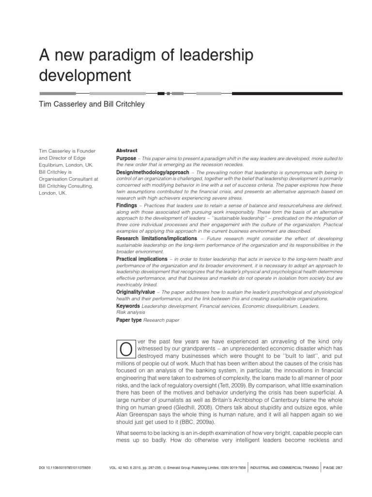 A New Paradigm of Leadership Development | PDF