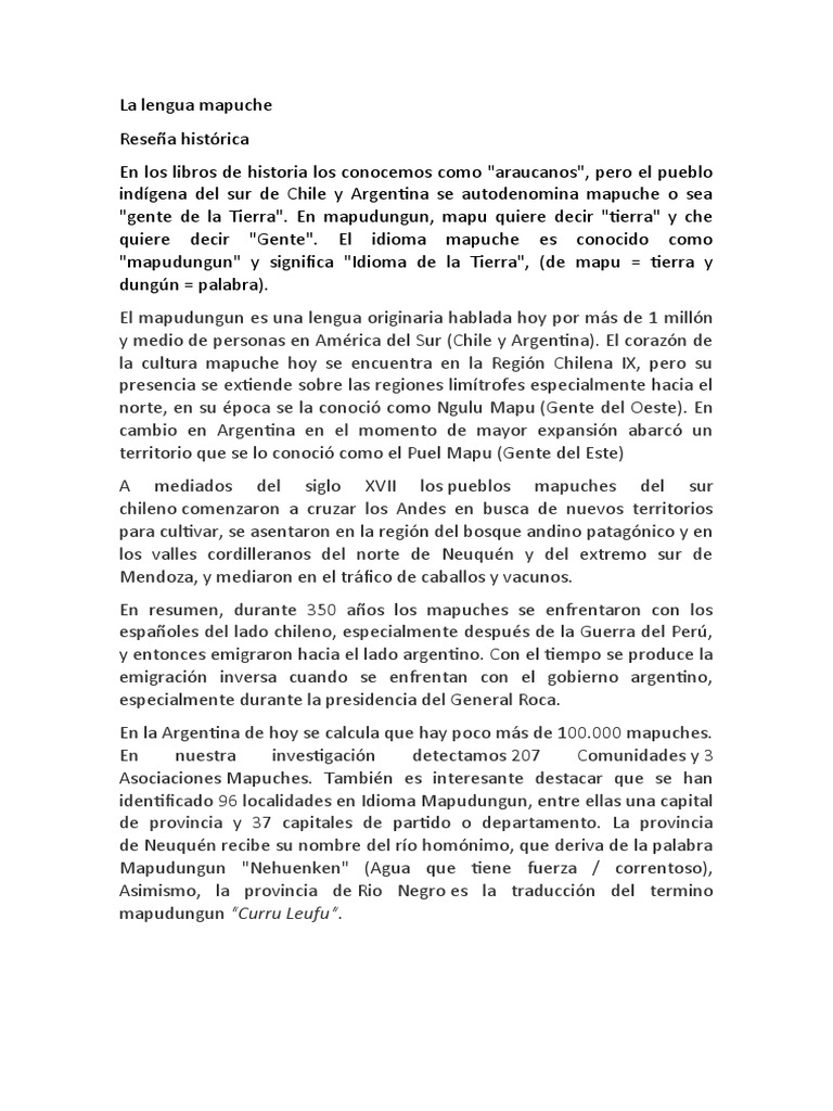 Lengua y Cultura Mapuche: Mapudungun | PDF | Multilingüismo | Chile