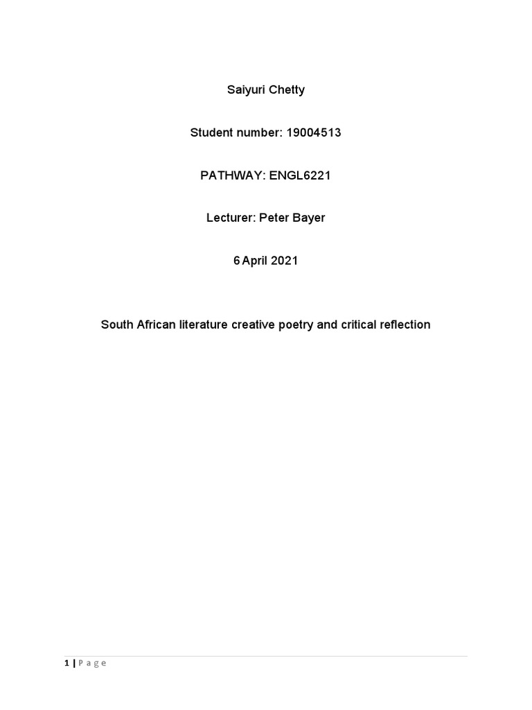 Mother Africa: Poetry of Loss and Hope | PDF | South Africa | Apartheid