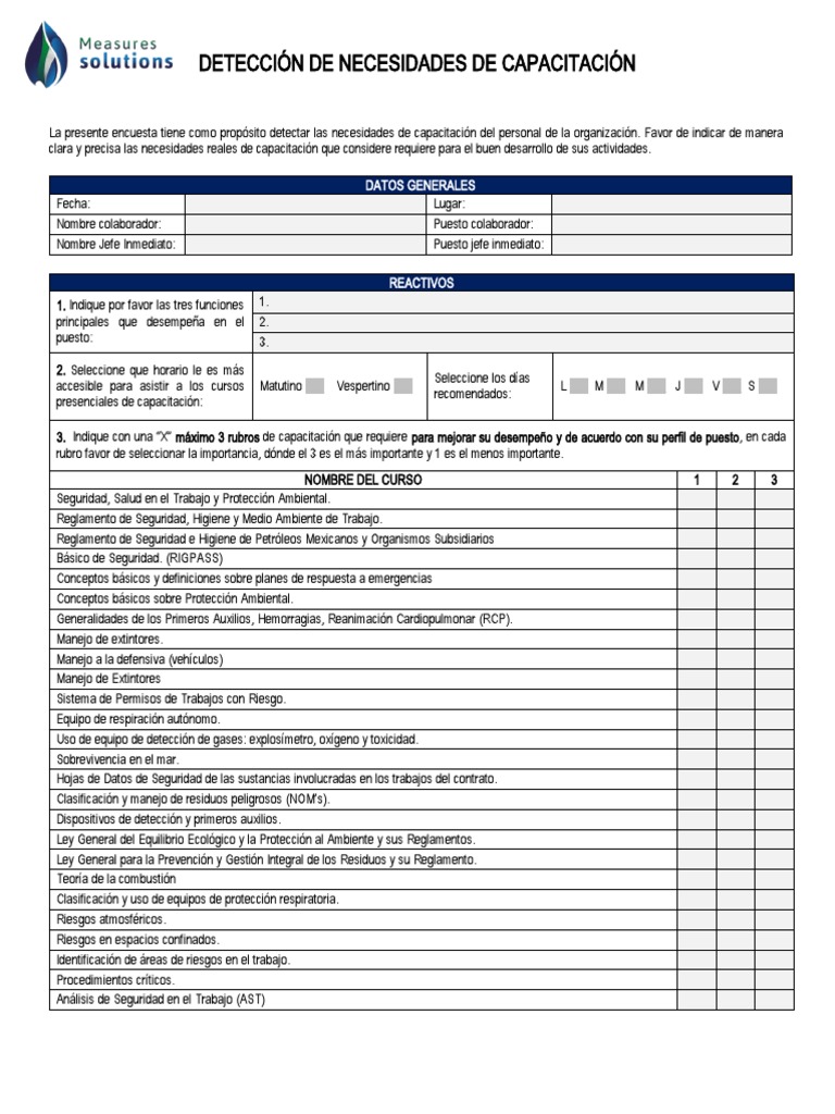 Deteccion de Necesidades de Capacitacion SSPA | PDF