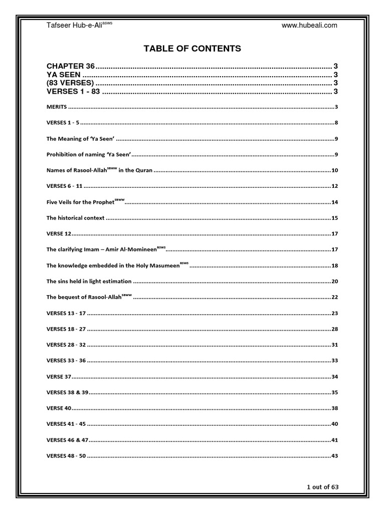 CH36 SuraYaSeen Verses1-83 | PDF