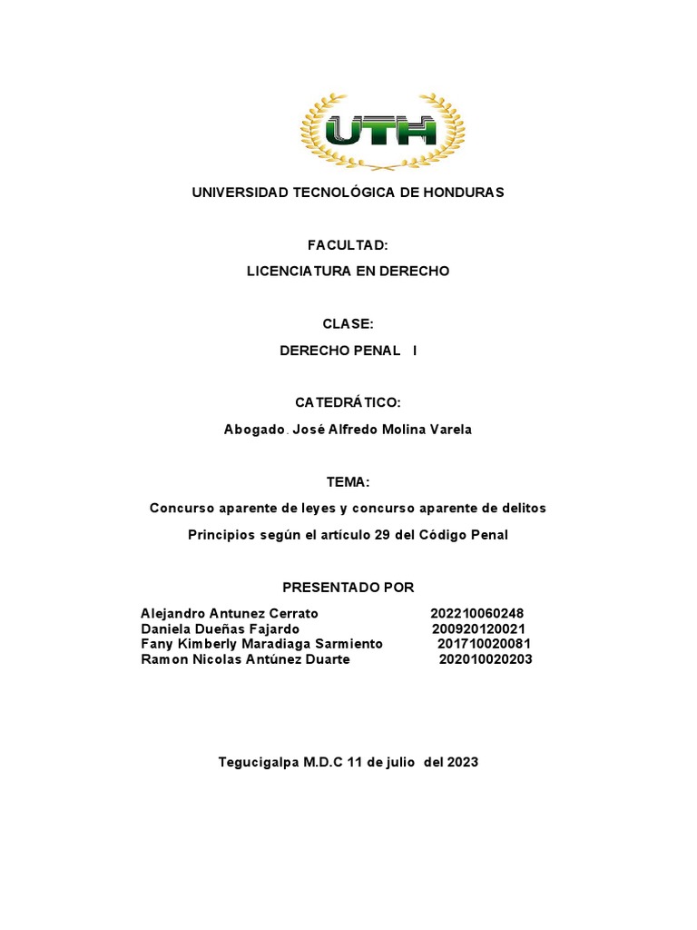 Concurso Aparente de Leyes y Concurso de Delitos | PDF