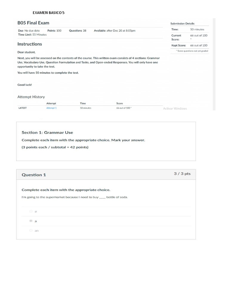 Final Exam Basic 5 | PDF