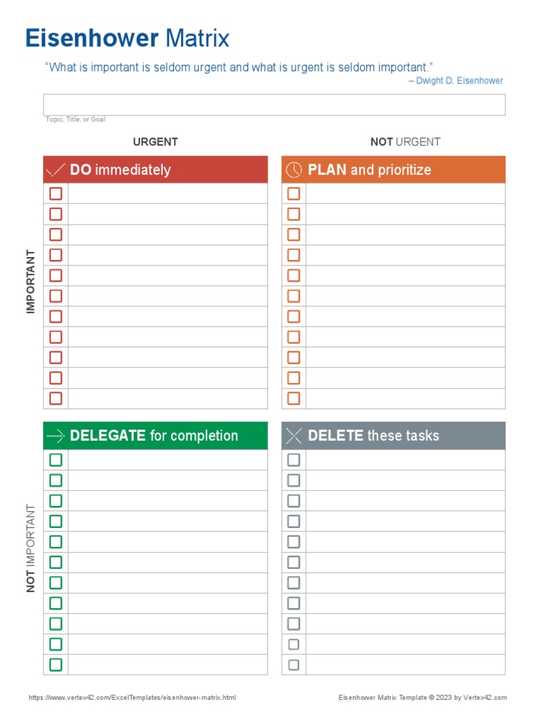 Eisenhower Matrix Editable | PDF | Self-Improvement