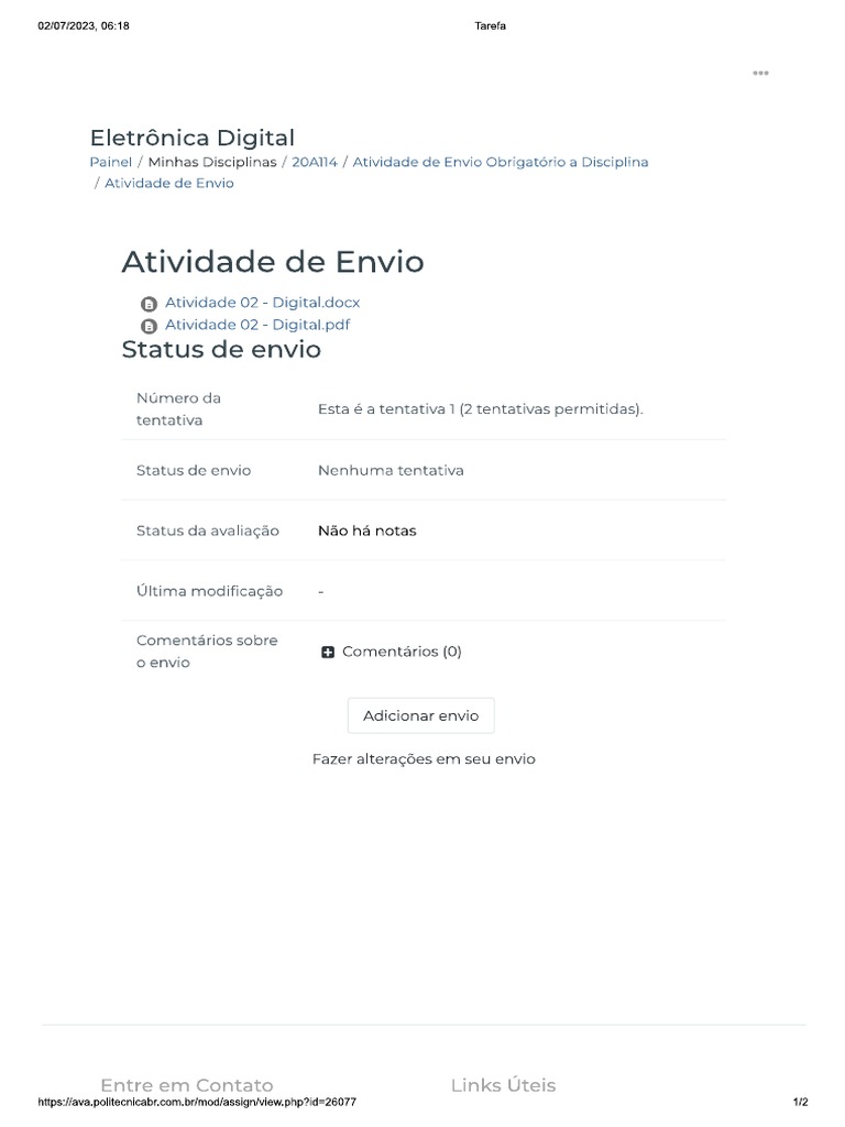 Atividade de Envio Eletronica Digital | PDF