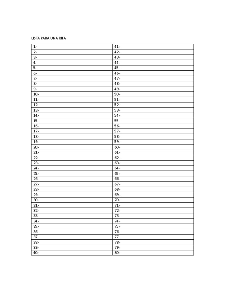 Lista para Una Rifa | PDF