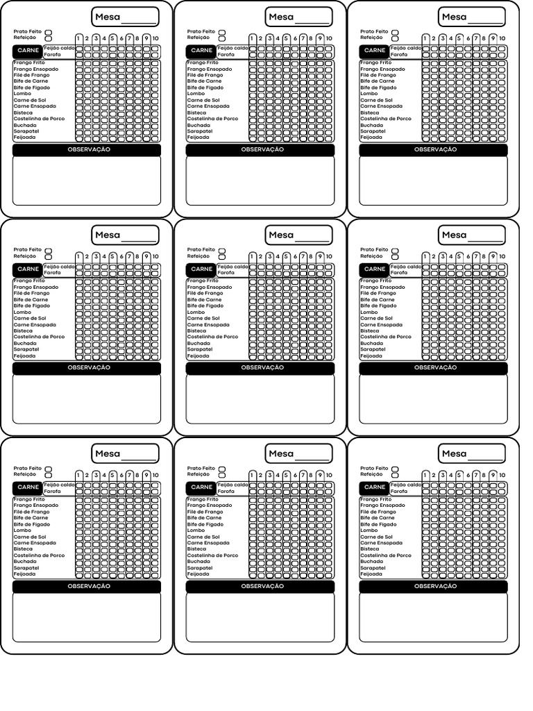 Documento A4 Comanda Pastelaria MInimalista Preto e Branco | PDF