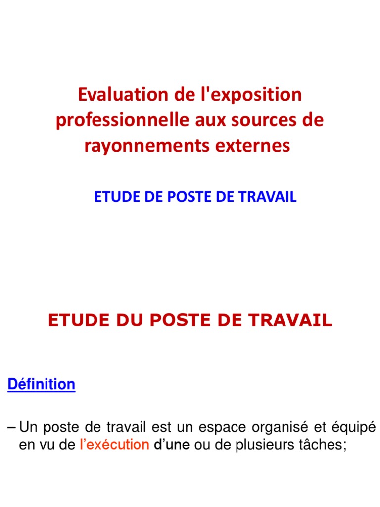 Etude de Poste de Travail Déf | PDF