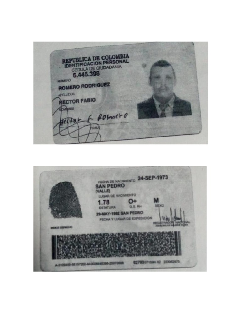 Cedula Hector Fabio Romero Rodriguez | PDF