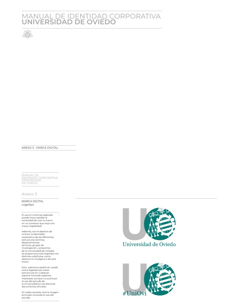 Manual de Identidad Corporativa UNIOVI - Anexo 3 | PDF
