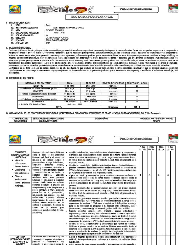3ro Programacion Anual CCSS - COMPLETO | PDF