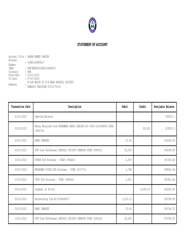 Account Full Statement | PDF