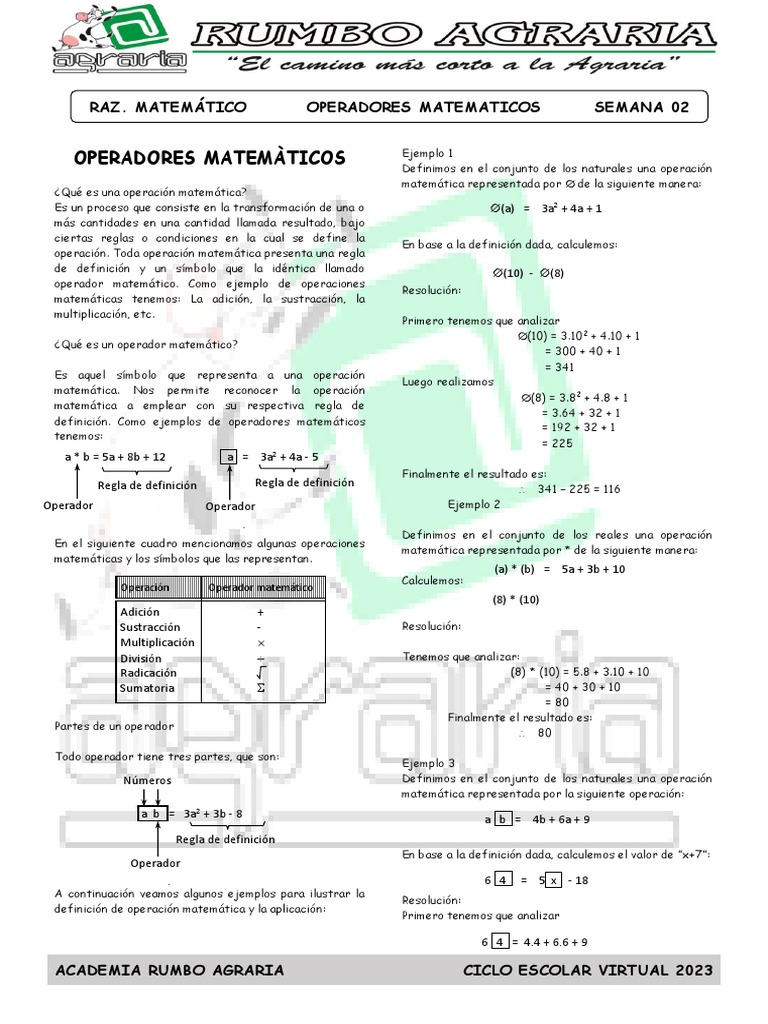 Operadores Matematicos | PDF | Notación Matemática | Science