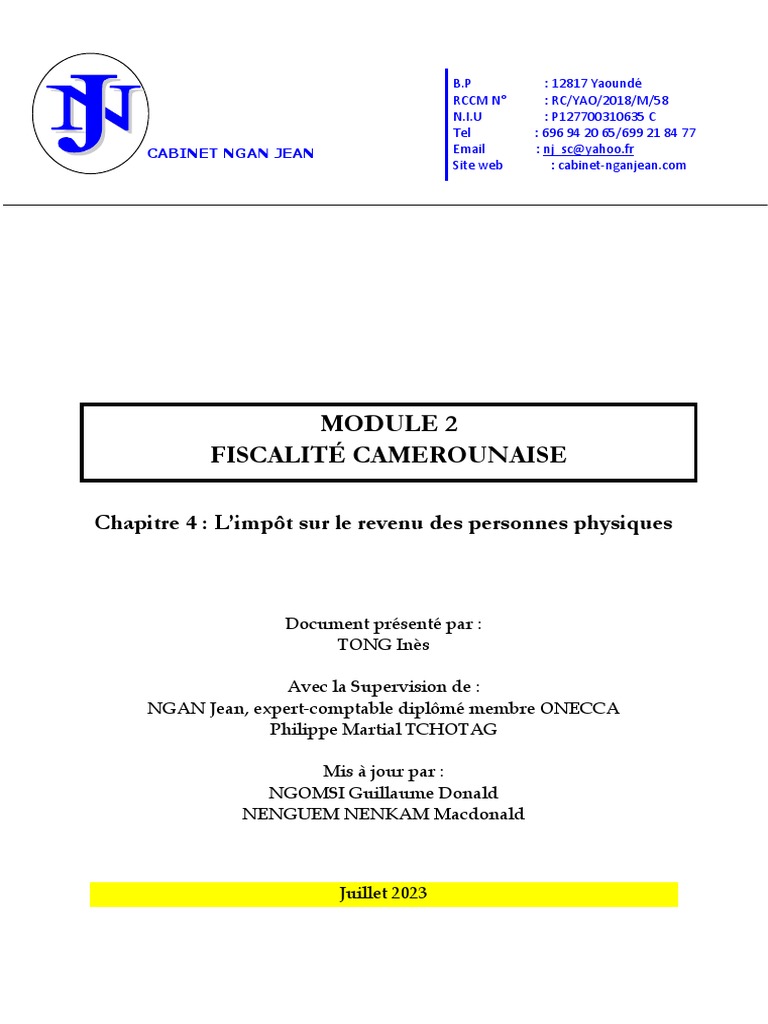 IRPP 2023 : Guide pour le Cameroun | PDF | Impôt sur le revenu | Impôts