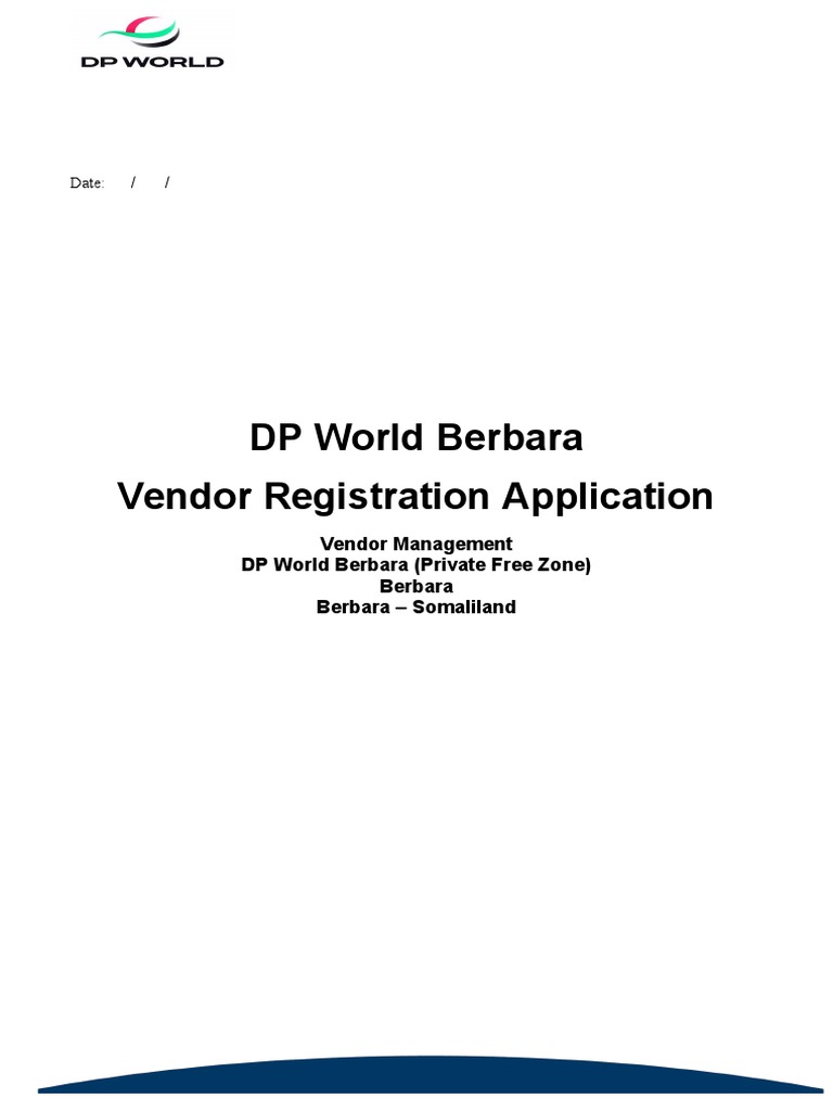 DP World Berbera Vendor Application Form | PDF