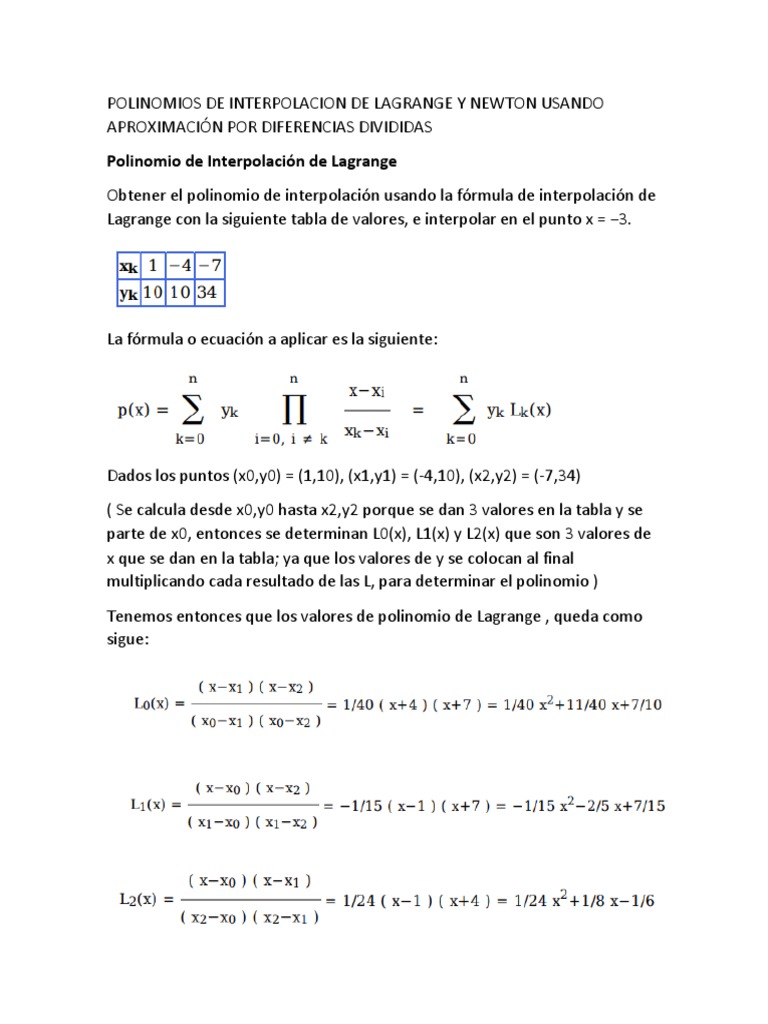 Polinomios de Interpolacion de Lagrange y Newton | PDF