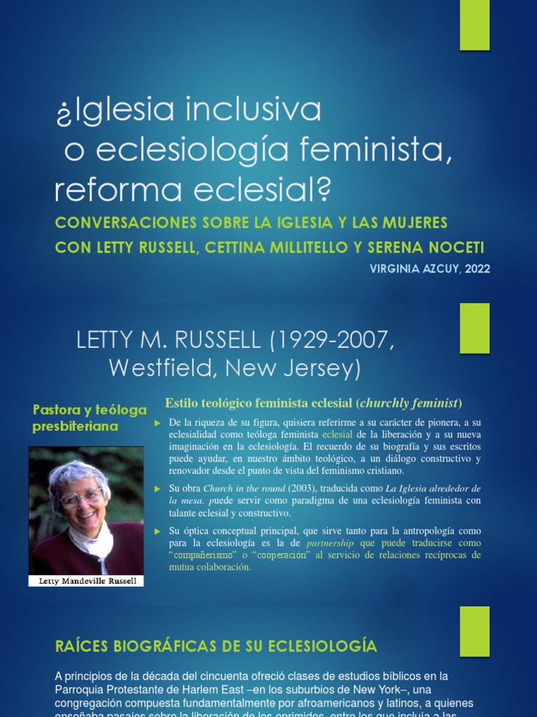 Azcuy, Iglesia Inclusiva o Teología Feminista 2022 | PDF
