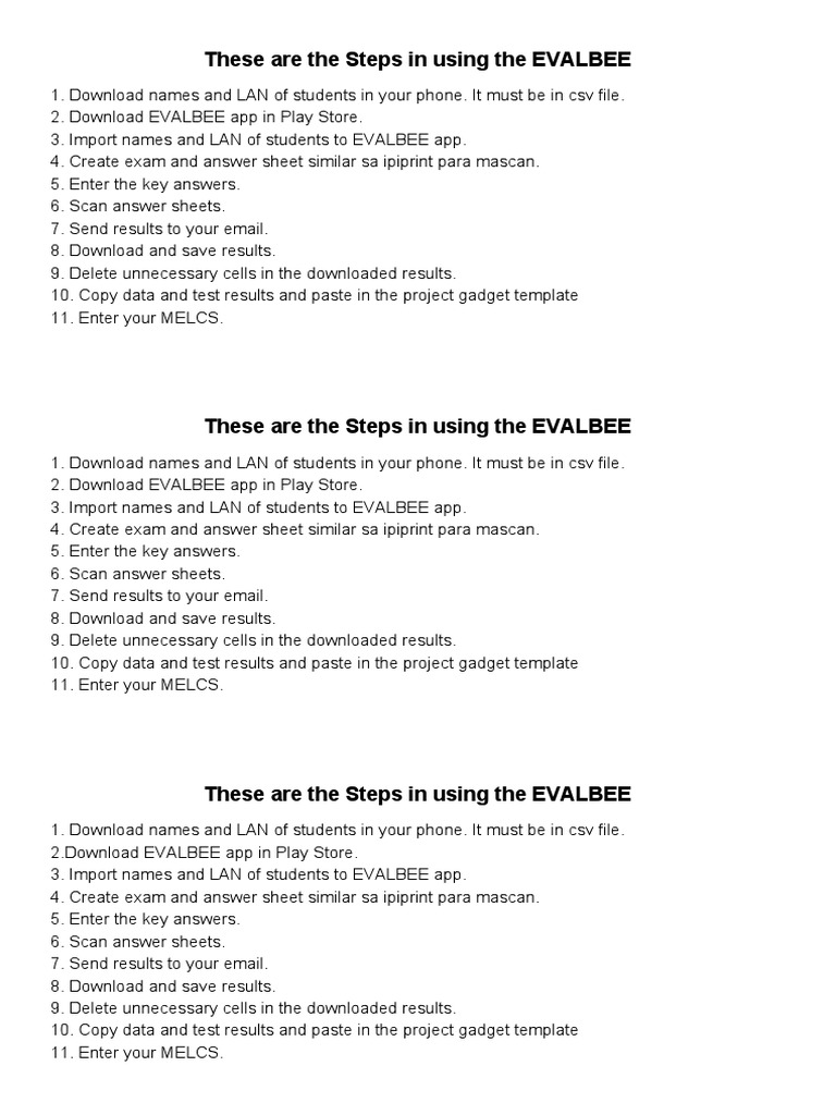 These Are The Steps in Using The EVALBEE | PDF | Computers
