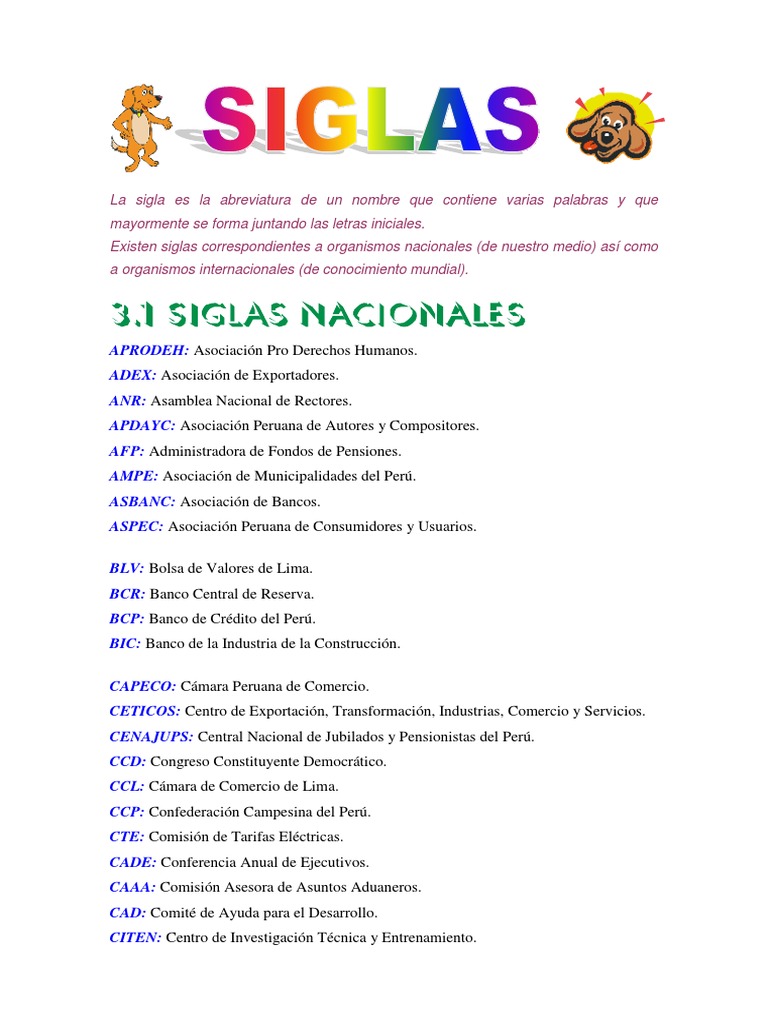 Siglas | PDF | Perú | America latina