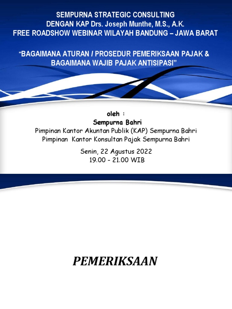 Bagaimana Aturan & Prosedur Pemeriksaan Pajak & Bagaimana Wajib Pajak Antisipasi | PDF ...