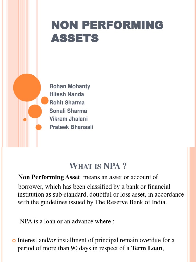 Non Performing Assets | Loans | Credit (Finance)