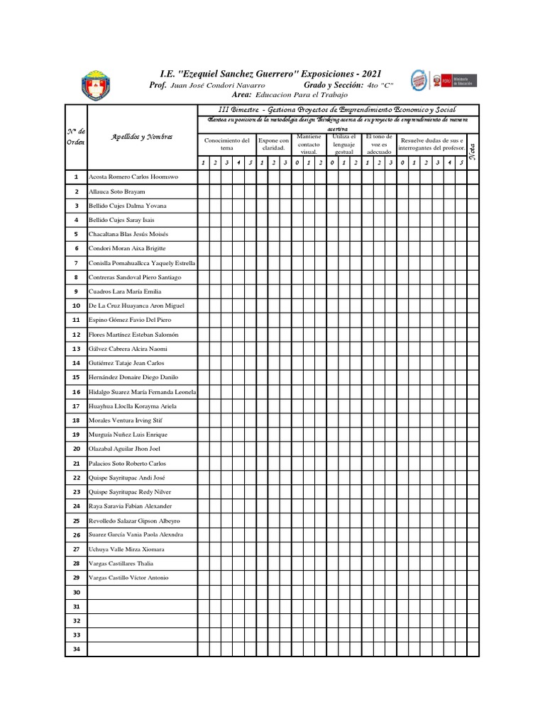 Registro de Exposiciones 4to C | PDF