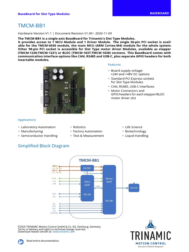 TMCM-BB1 Hardware Manual hw1.1 Rev1.00 | PDF