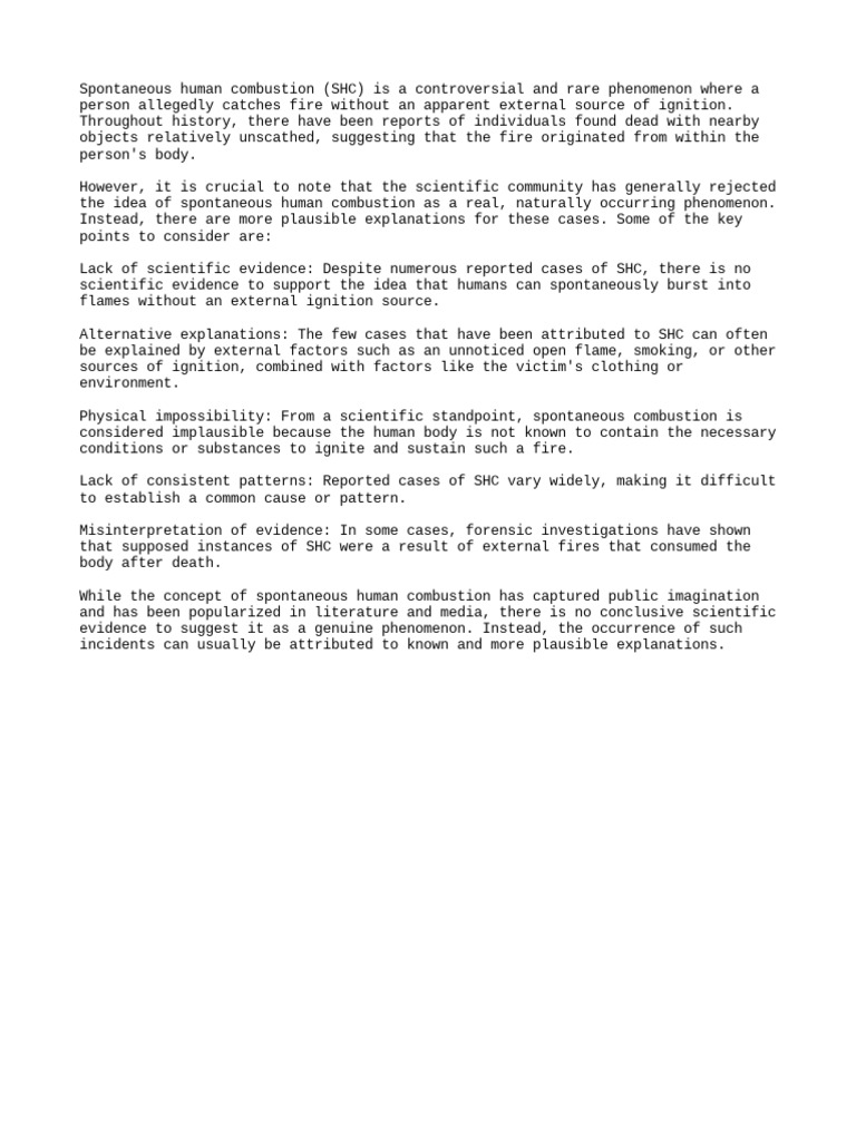 Spontaneous Human Combustion (SHC) | PDF | Philosophy