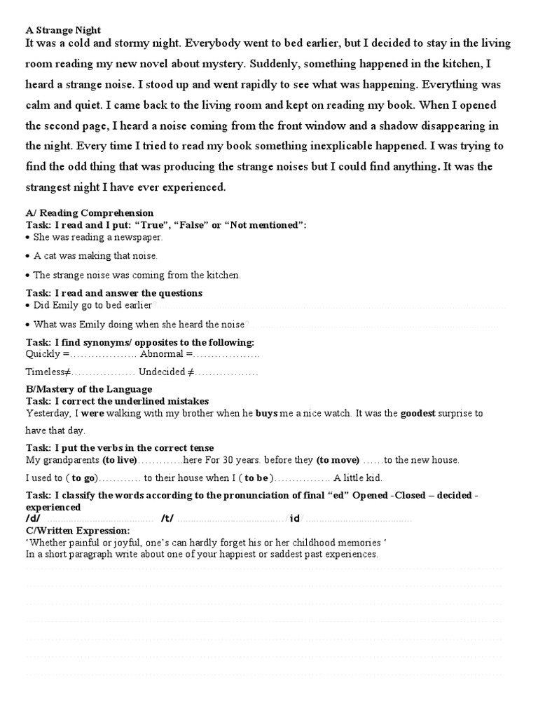 4am English A Strange Night | PDF