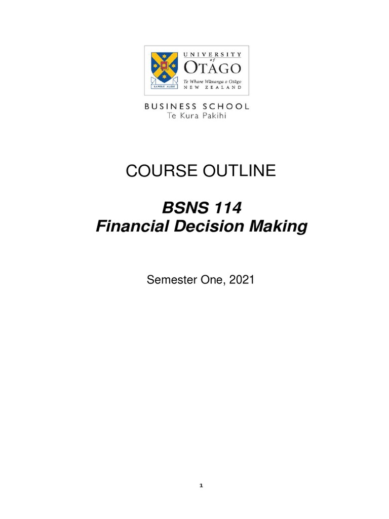 BSNS114 Course Outline S1 2021 | PDF