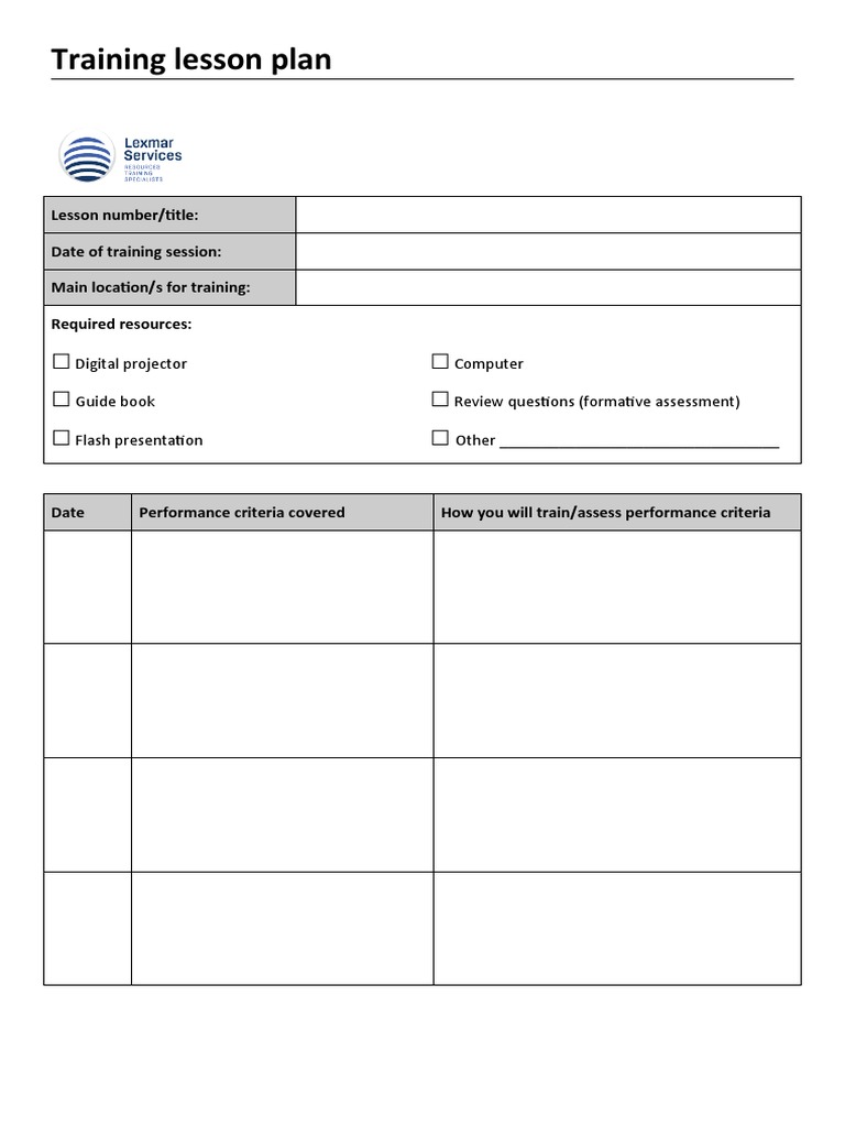 Training Lesson Plan | PDF