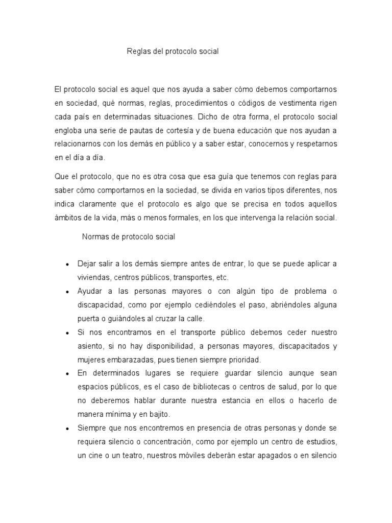 Guía de Protocolo Social y Normas | PDF | Invalidez