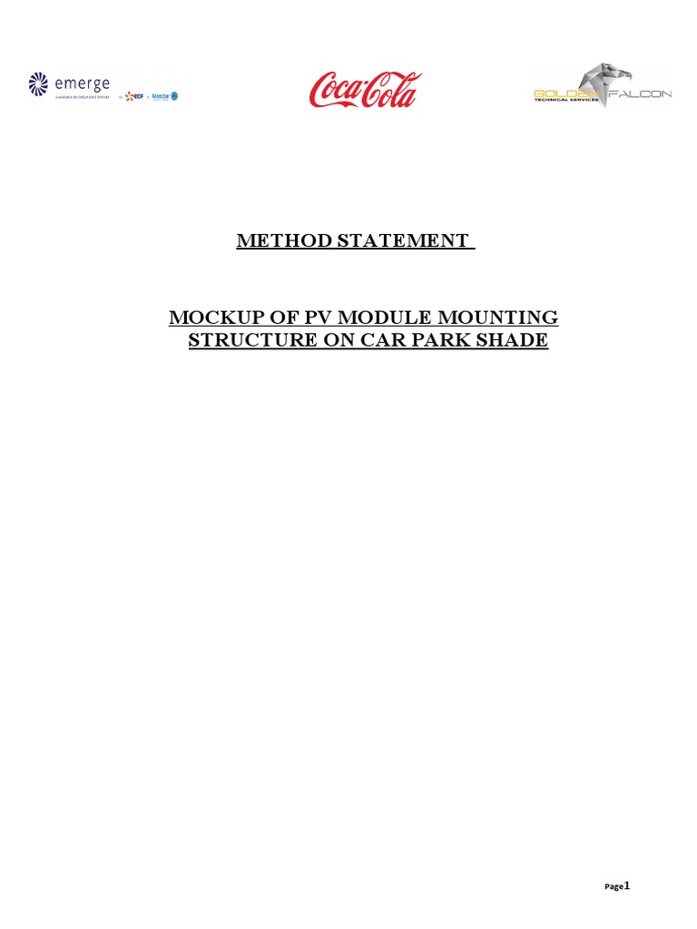 Method Statement - Solar Ground Mounting, Car Park Structure ...