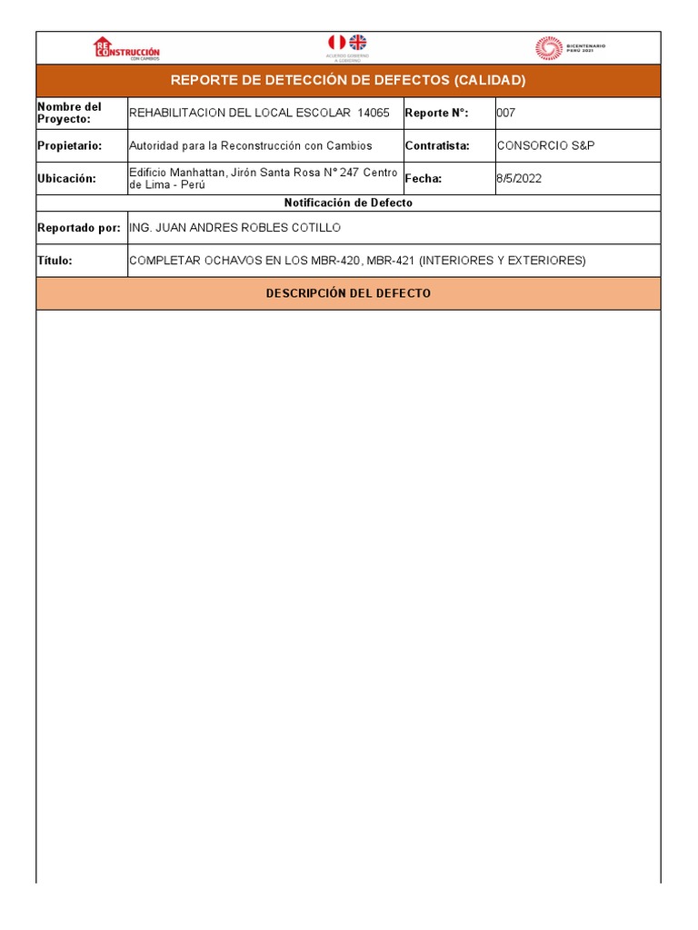 Informe de Defectos de Calidad 007 | PDF