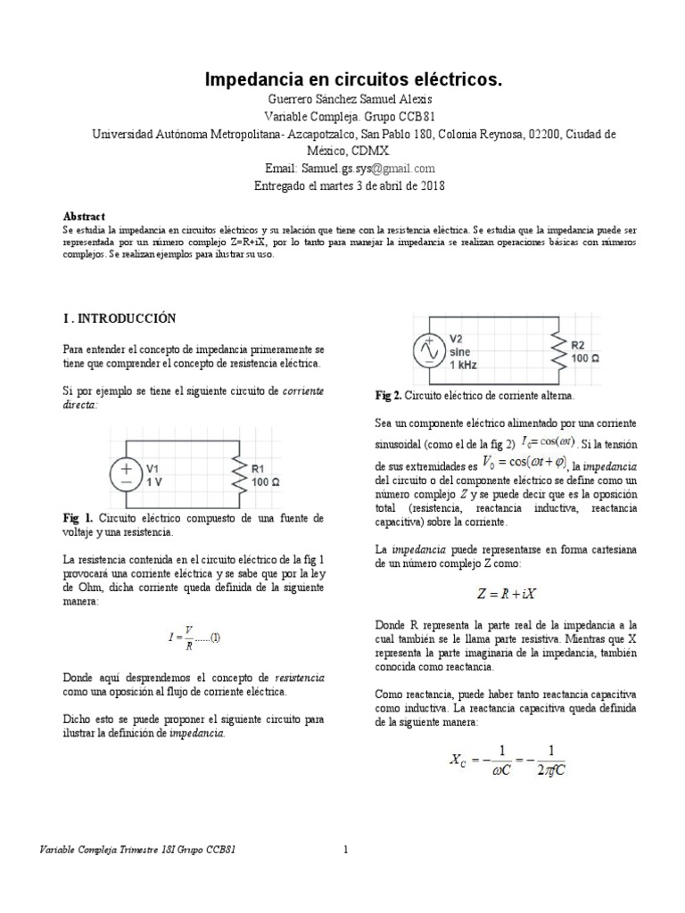 Impedancia en Circuitos Eléctricos. | PDF