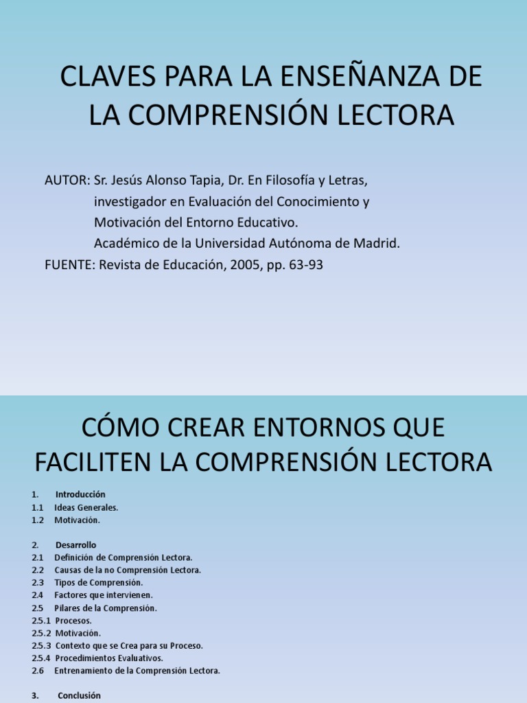 Claves para La Enseñanza de La Comprensión Lectora | PDF | Comprensión ...