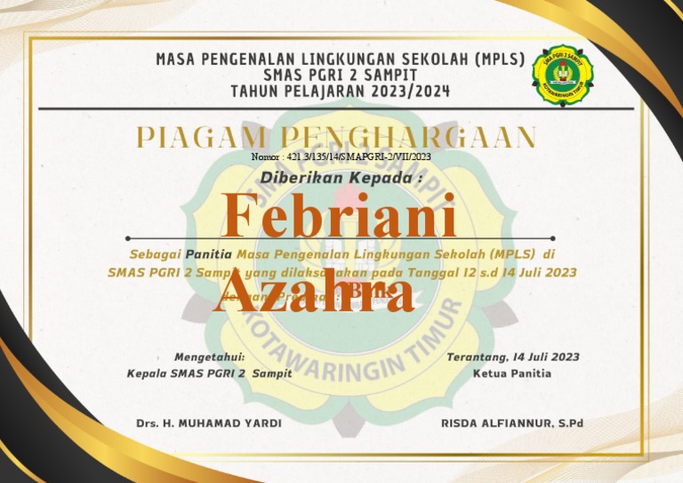 Piagam MPLS Panitia | PDF