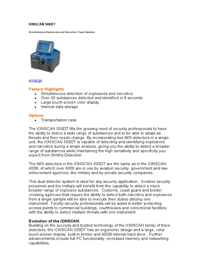 Ionscan 500DT | PDF
