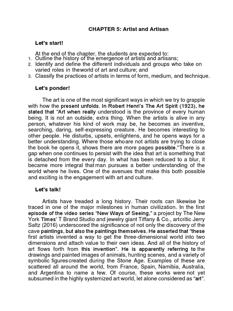 Evolution of Artists and Artisans | PDF