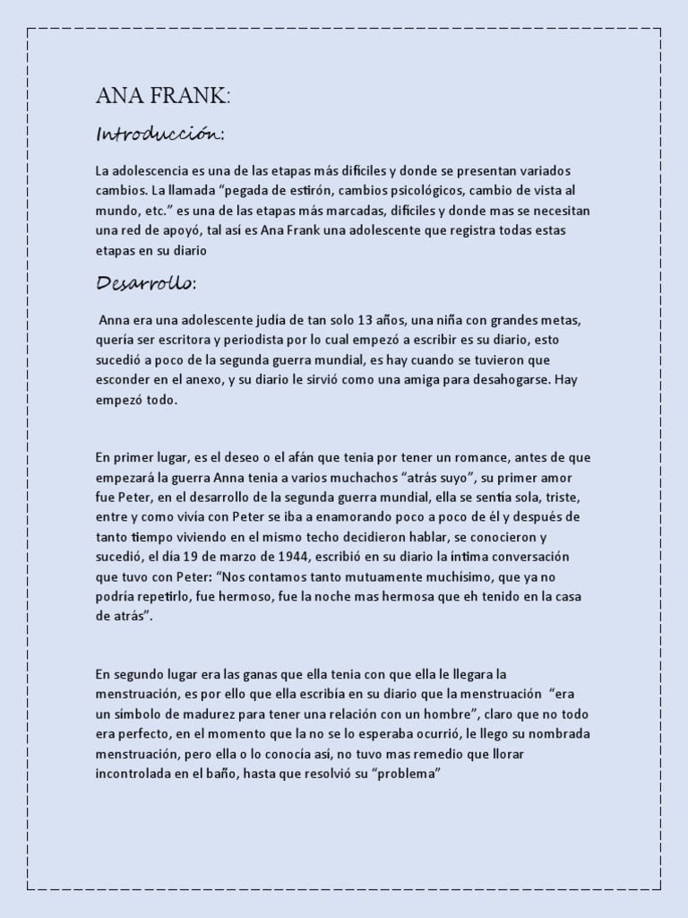 Ana Frank | PDF | Anne Frank | Adolescencia