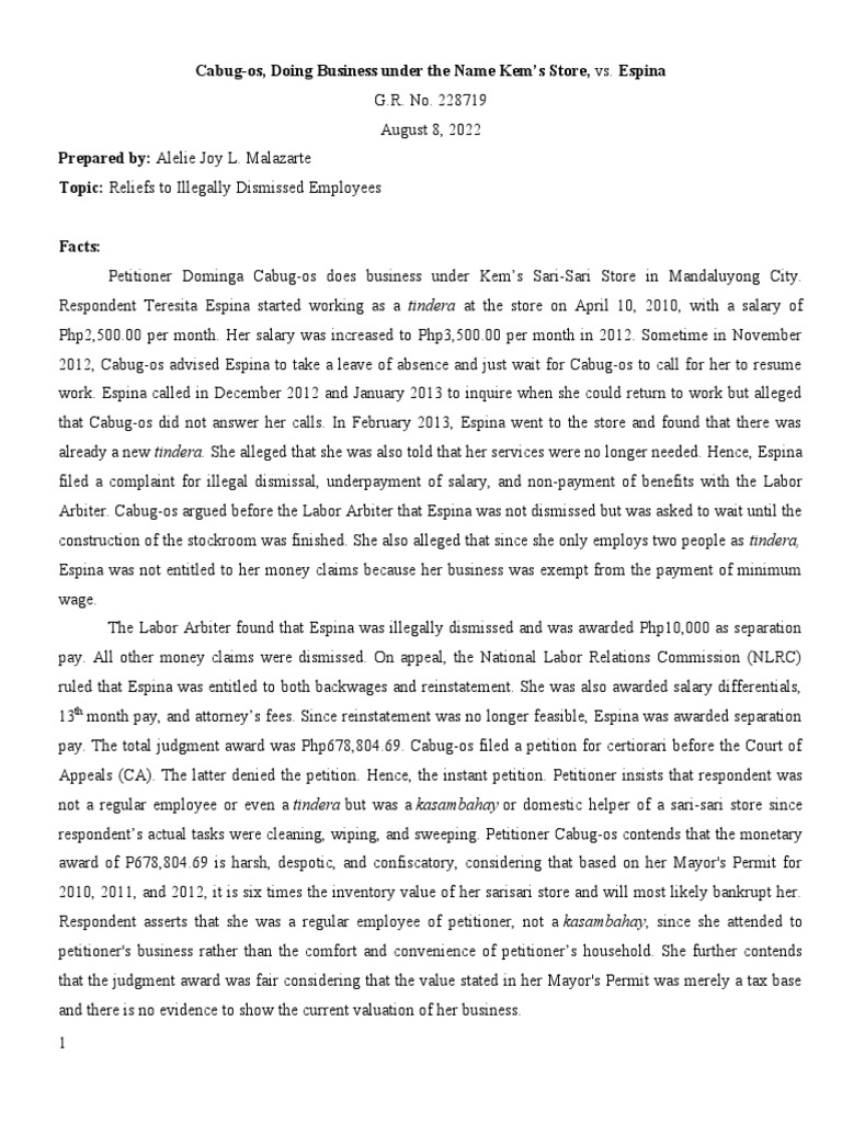 Cabug-Os vs. Espina | PDF