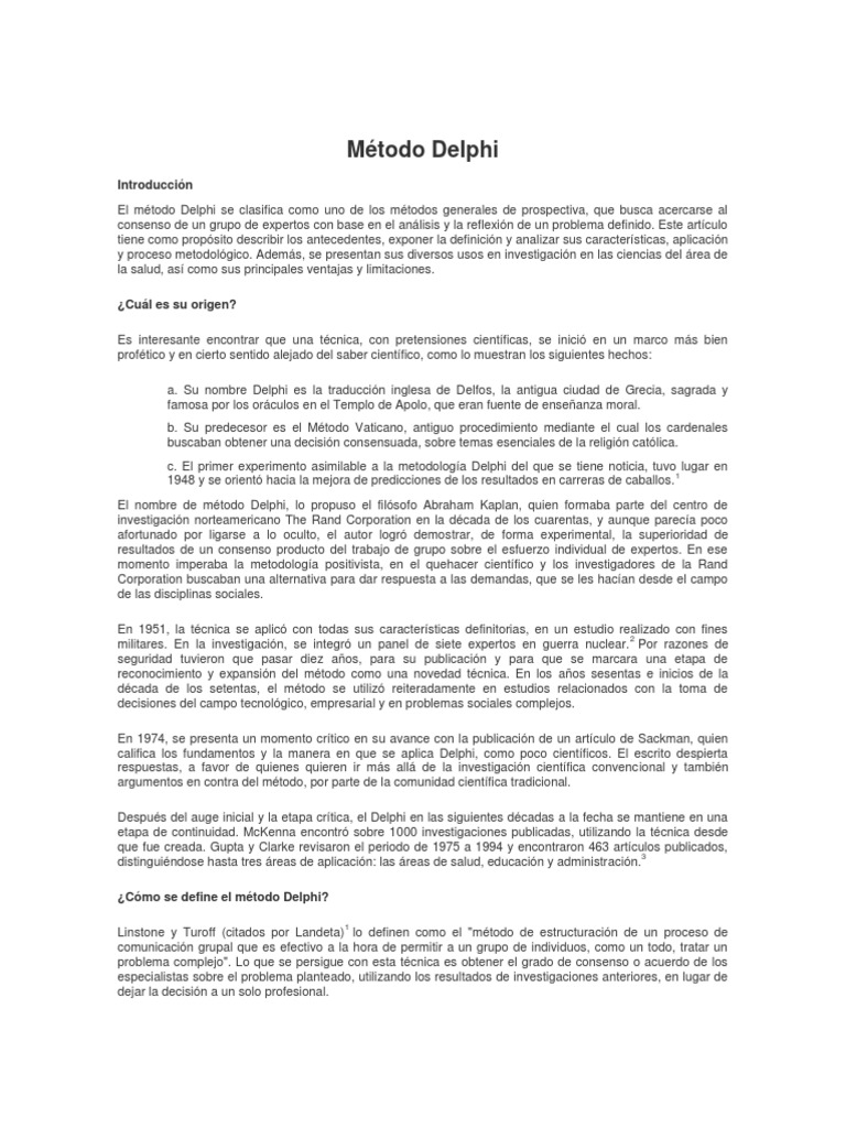 Método Delphi | PDF | Cuestionario | Método científico