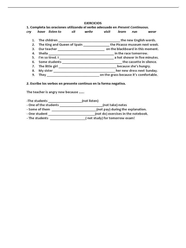 Presente Continuo | PDF