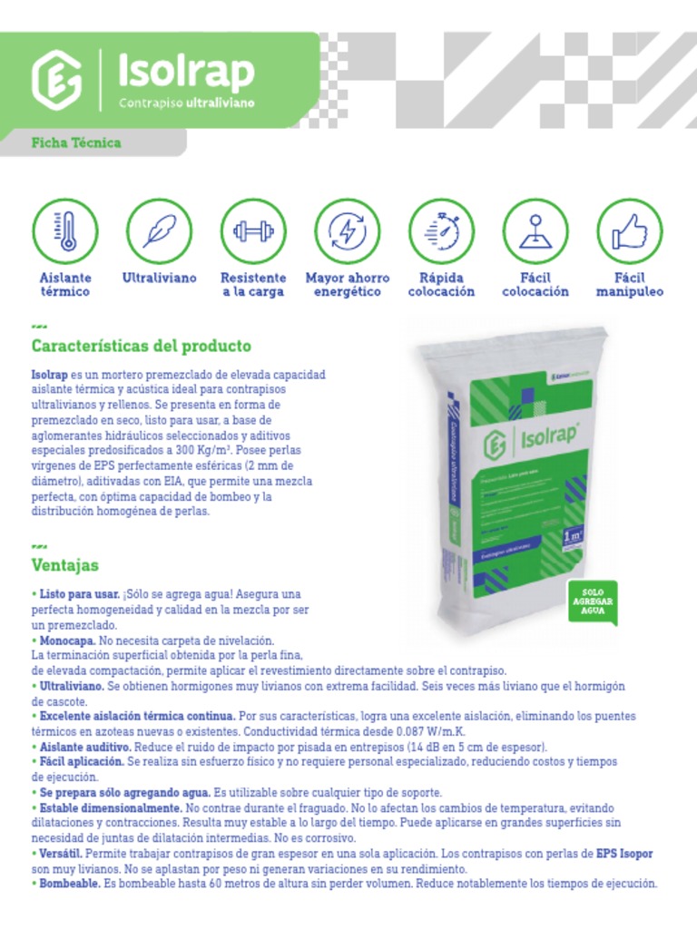Isolrap Ficha Tecnica | PDF | Hormigón | Aislamiento térmico