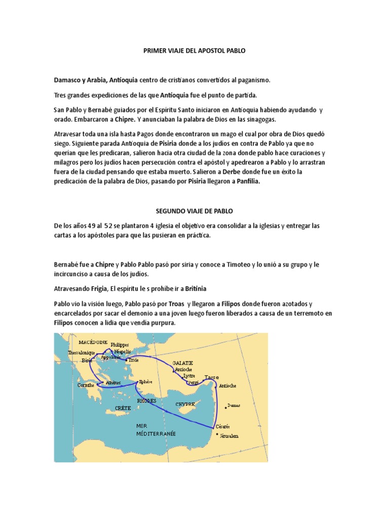 Primer y Segundo Viaje Del Apostol Pablo | PDF | Pablo el apóstol | Bernabé