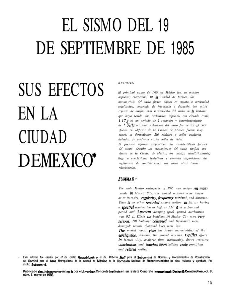 4 El Sismo Del 19 de Septiembre de 1985 Sus Efectos en La Ciudad de ... 4 El Sismo Del 19 de Septiembre de 1985 Sus Efectos en La Ciudad de ...