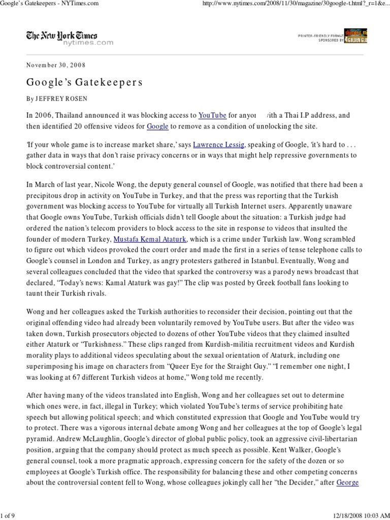 Google Gatekeepers | PDF