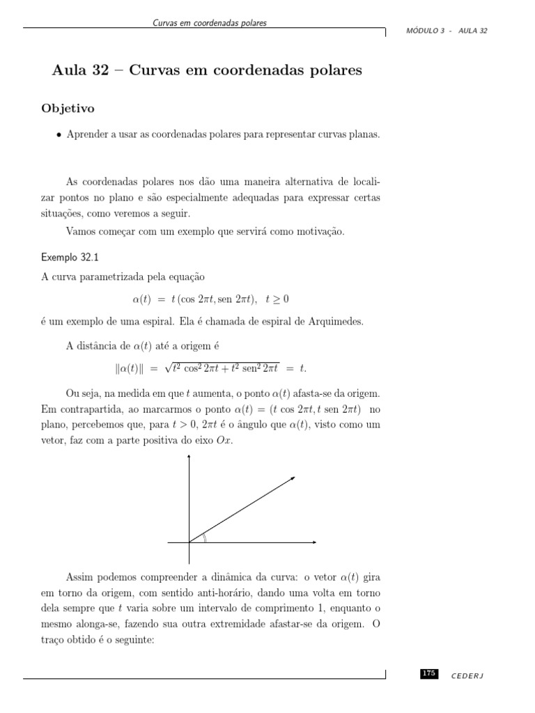 Aula 32 C Lculo 2 Pdf Equações Sistema De Coordenada Cartesiana