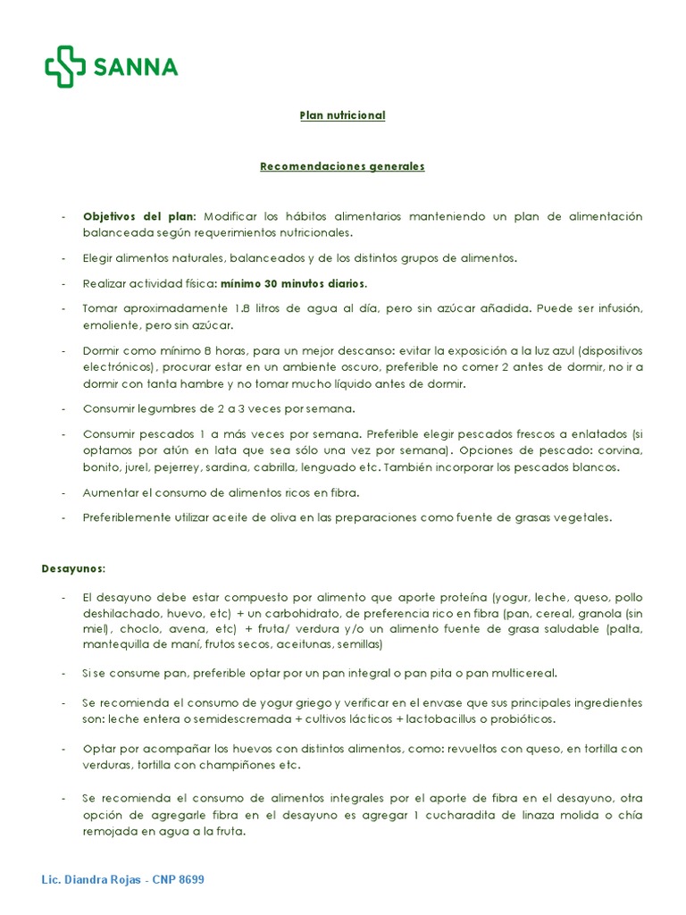 Plan Basico - Sanna | PDF | Alimentos | Panes