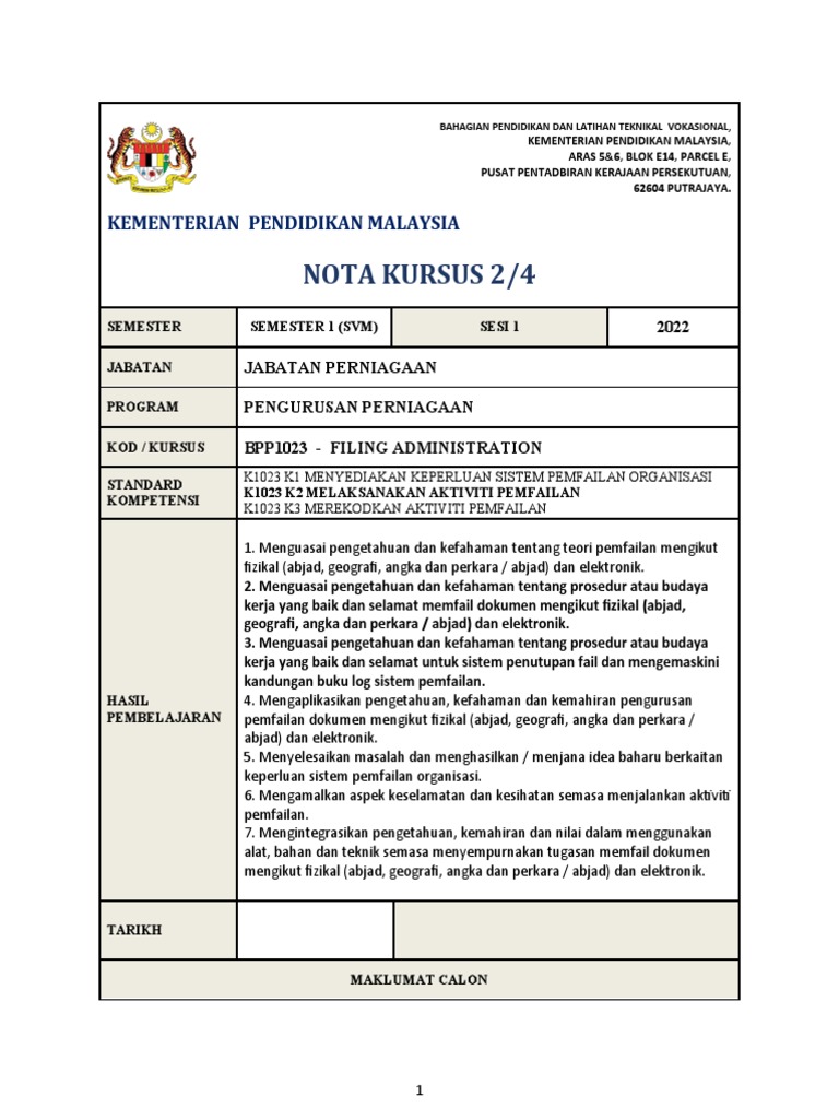 Kertas Penerangan Kp2 Bpp1023 2021 | PDF